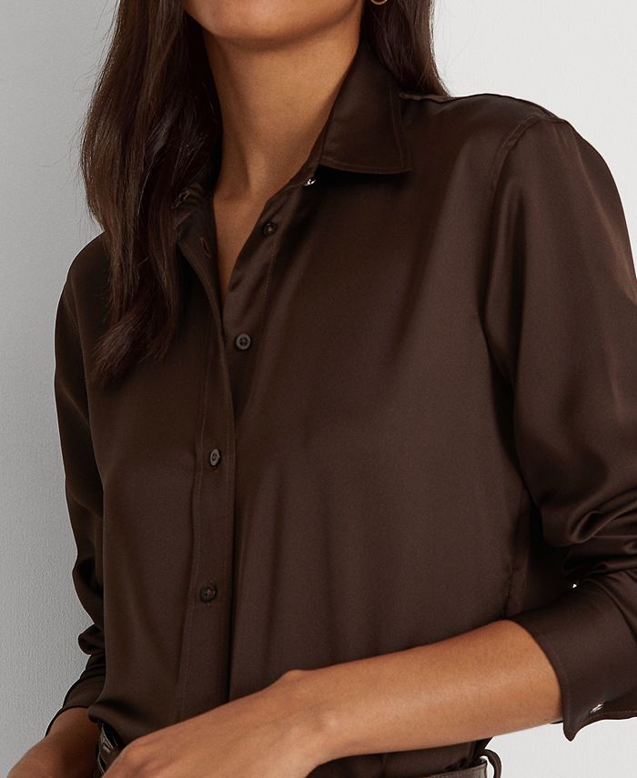 Lauren Ralph Lauren Women's Buttoned Satin Charmeuse Shirt & Reviews ...