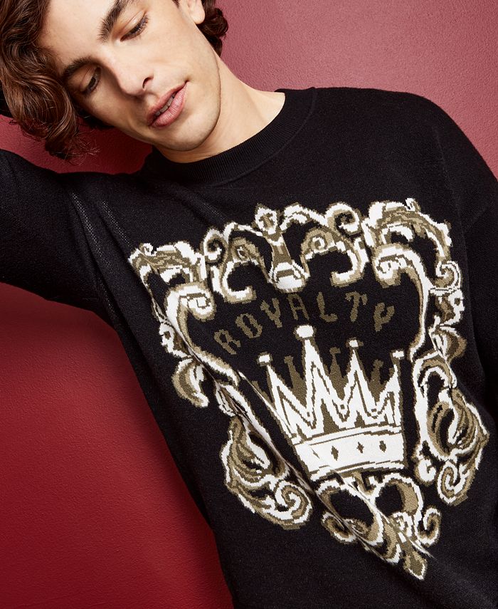 Royalty by Maluma Men's Relaxed-Fit Birdseye Jacquard Logo Sweater ...