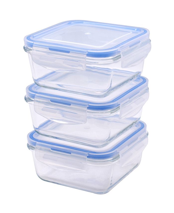 Art & Cook 3 Piece Square 570 ml Food Storage with Locking Lid Set - Macy's