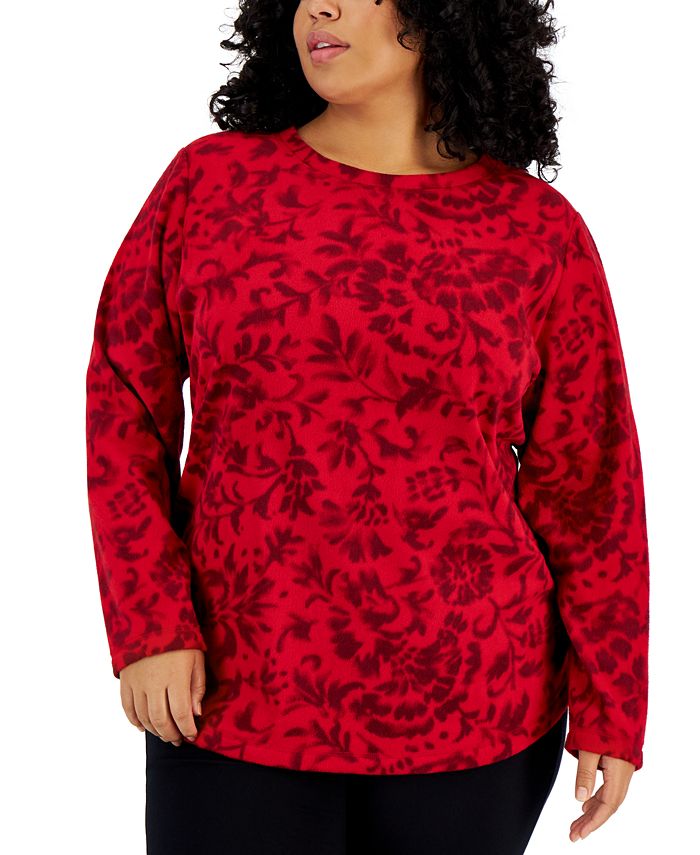 Karen Scott Plus Size Printed Micro Fleece, Created for Macy's - Macy's