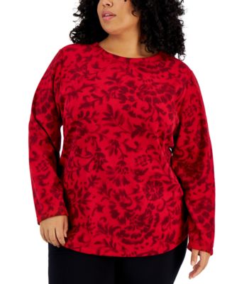 Karen Scott Plus Size Printed Micro Fleece, Created for Macy's - Macy's