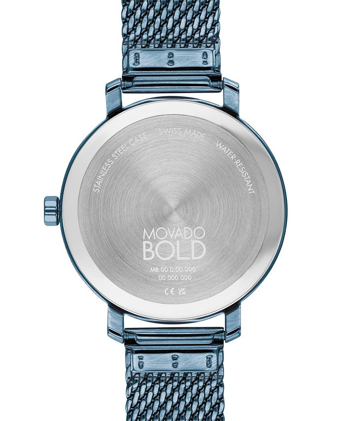 Movado Men's Swiss Bold Evolution Light Blue Ion-Plated Mesh Steel ...