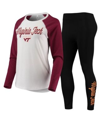 Women's ZooZatz White, Black Virginia Tech Hokies Raglan Long Sleeve T ...