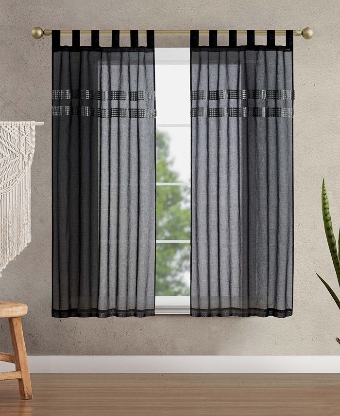 Jessica Simpson Milly Bling Sheer Tab Top Window Curtain Panel Pair ...