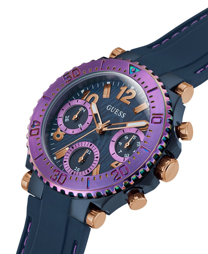GUESS Women's Quartz Navy Blue Silicone Strap Multi-Function Watch 36mm ...
