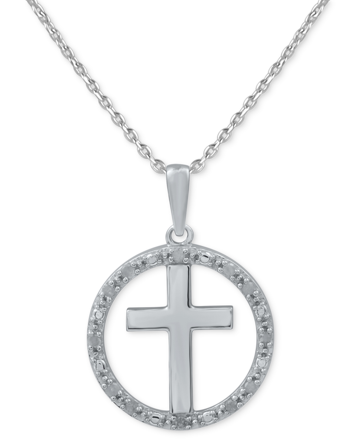 Click here for Diamond Halo Cross 18 Pendant Necklace (1/10 ct. t... prices