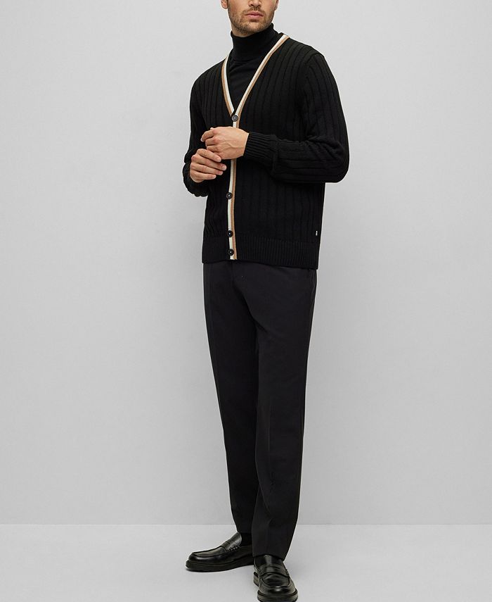 Hugo Boss Men's Relaxed-Fit Ribbed Cardigan - Macy's