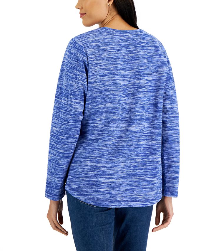 Karen Scott Long Sleeve Spacedye Microfleece Top & Reviews - Tops ...