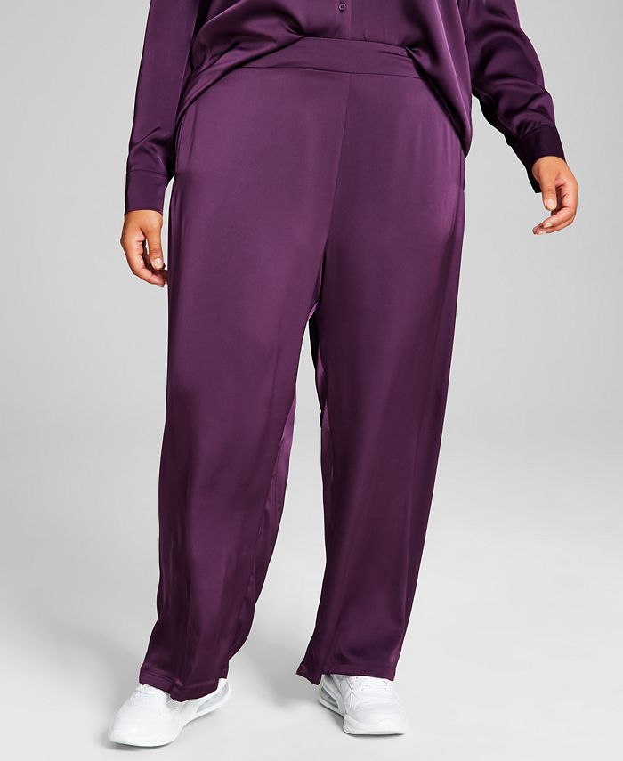 And Now This Trendy Plus Size Satin Wide-Leg Pants & Reviews - Pants ...