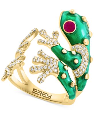 EFFY® Diamond Ring (1/2 ct. t.w.) & Ruby (1/3 ct. t.w.) Green Enamel ...