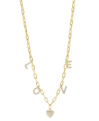 EFFY® Diamond LOVE Heart Charm 18" Pendant Necklace (3/4 ct. t.w.) in ...