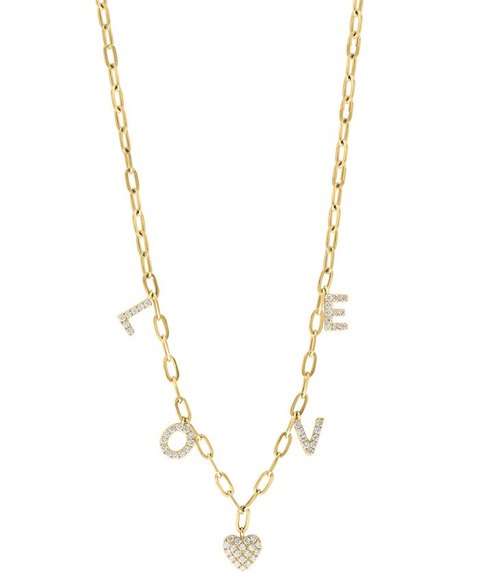 EFFY Collection EFFY® Diamond LOVE Heart Charm 18" Pendant Necklace (3/ ...