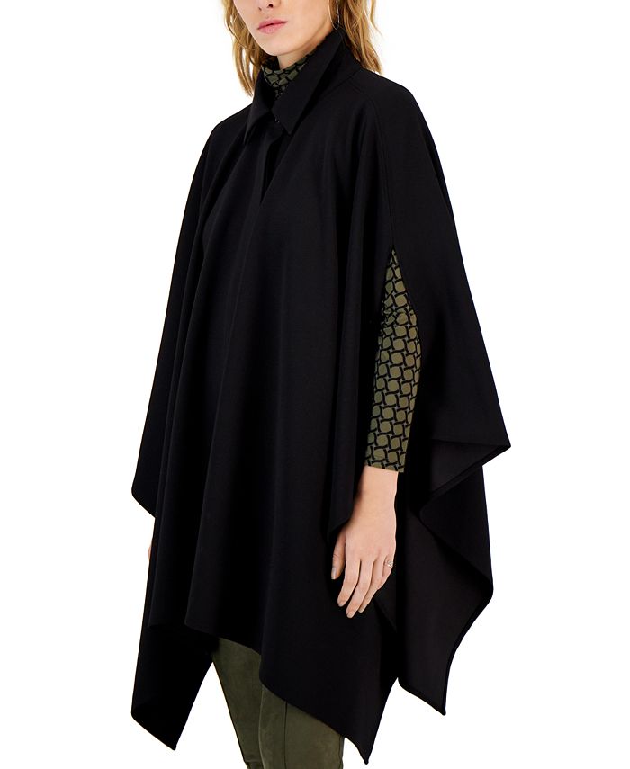 Anne Klein Women's Collared Handkerchief-Hem Poncho - Macy's