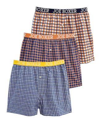 Joe Boxer Men's Plaid Licky Woven Boxers, Pack of 3 - Macy's