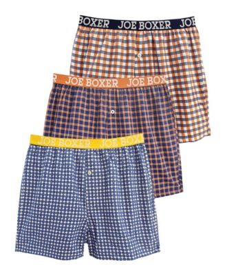 Joe Boxer Men's Plaid Licky Woven Boxers, Pack of 3 - Macy's
