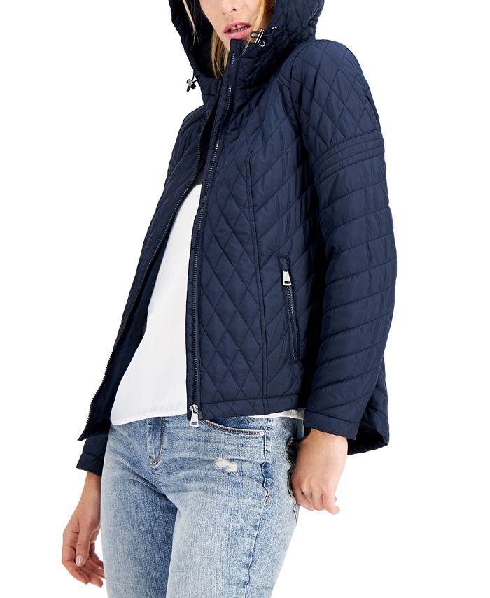 Sebby Juniors' Hooded Quilted Raincoat, Created for Macy's & Reviews ...