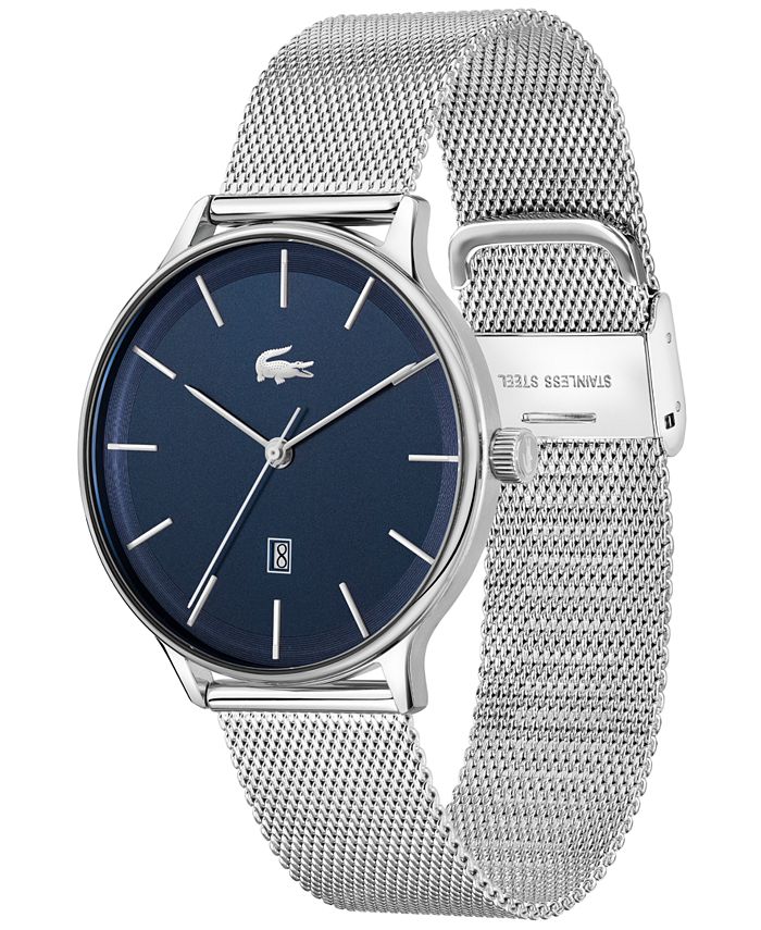 Lacoste Men's Club Stainless Steel Mesh Bracelet Watch 42mm - Macy's