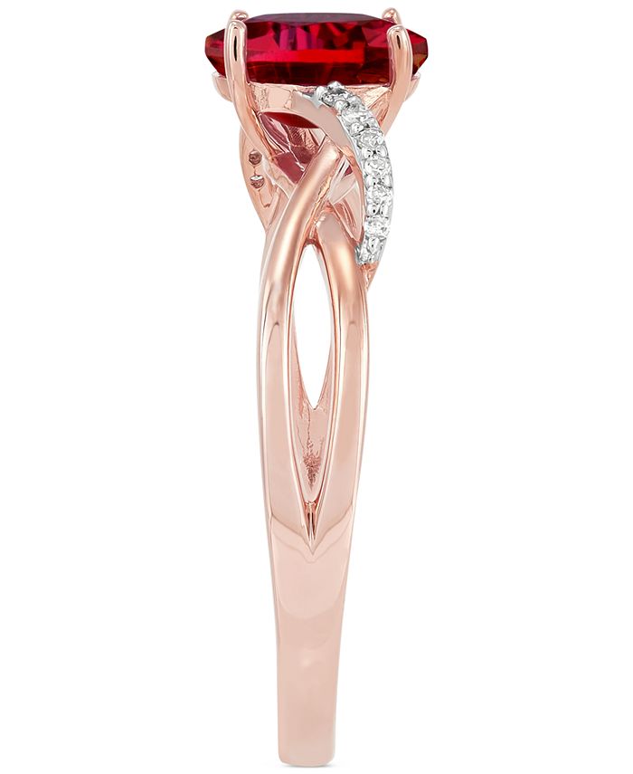 Macy's Ruby (1-1/10 ct. t.w.) & Diamond (1/20 ct. t.w.) Oval Twist Ring ...