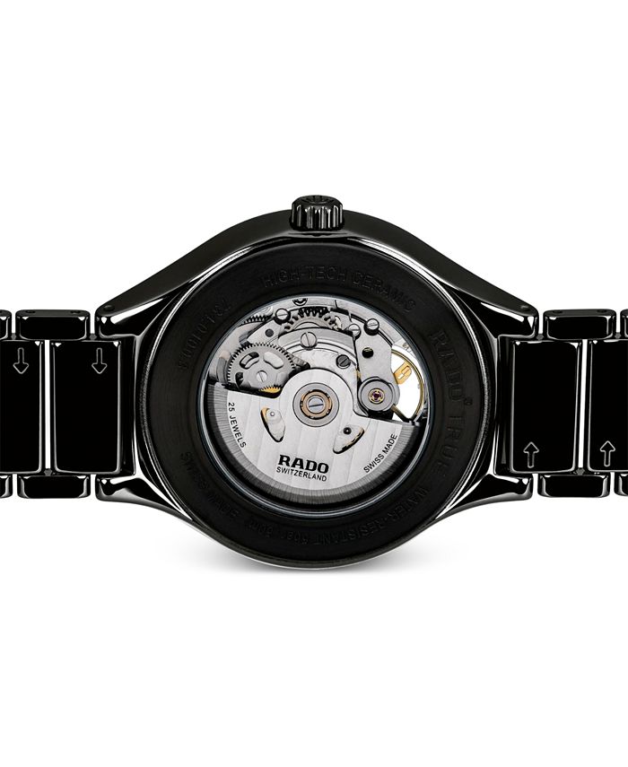 Rado Unisex Swiss Automatic True Secret Black Ceramic Bracelet Watch ...
