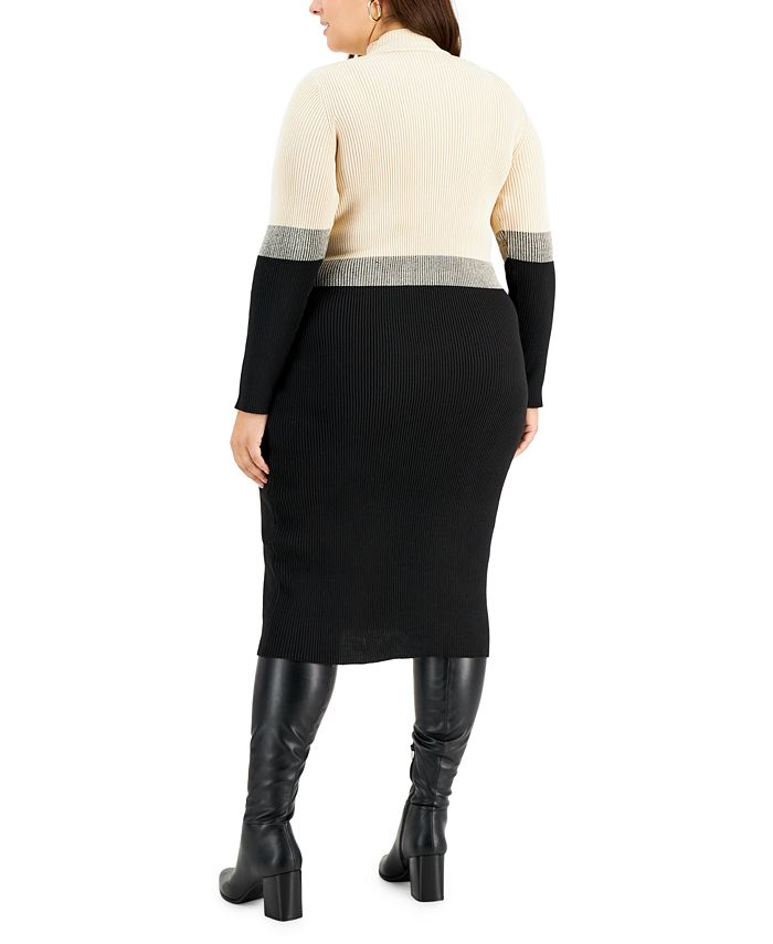 Taylor Plus Size Colorblocked Midi Sweater Dress - Macy's