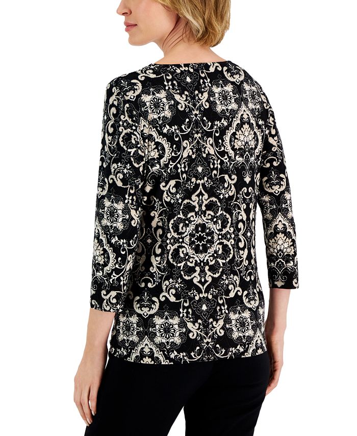 JM Collection Women's Elegant Chapel Jacquard Top, Created for Macy's ...