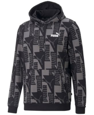 Puma Men's Power Fleece Long-Sleeve Hoodie in an Allover Logo Print ...