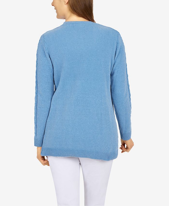 Alfred Dunner Petite Size Classics Open Front Chenille Cardigan with ...