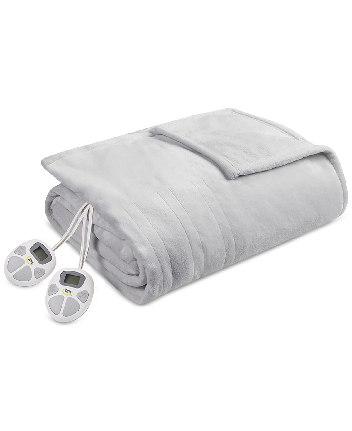 Click here for Serta Electric Plush Blanket  Full - Light Grey prices