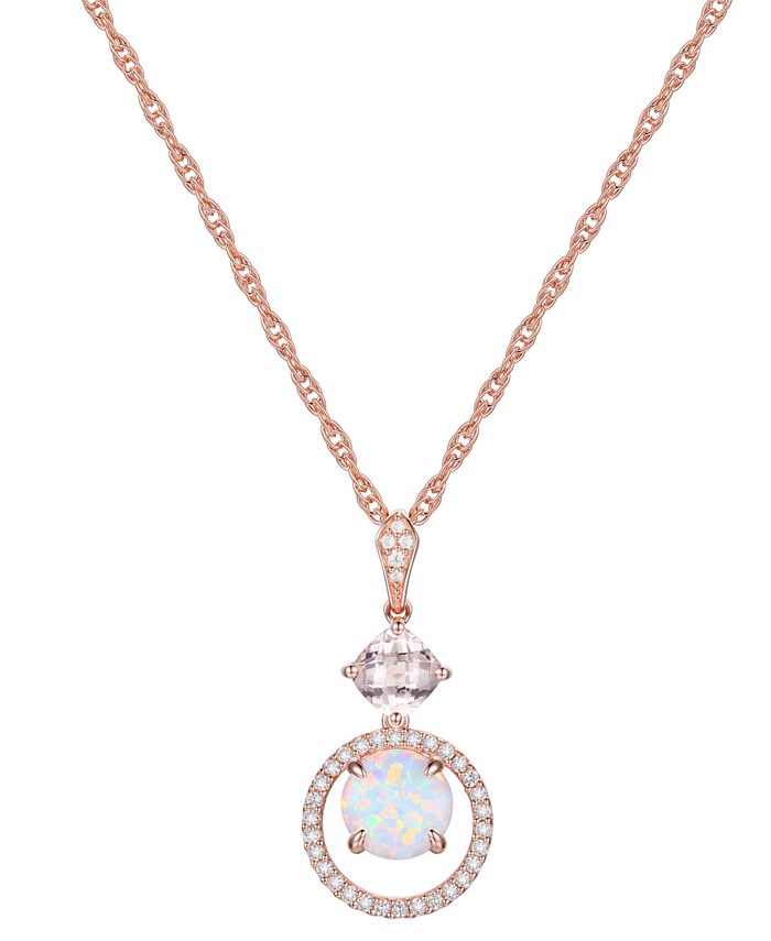 Macy's Multi-Gemstone (1-1/4 ct. t.w.) & Diamond (1/6 ct. t.w.) Pendant ...
