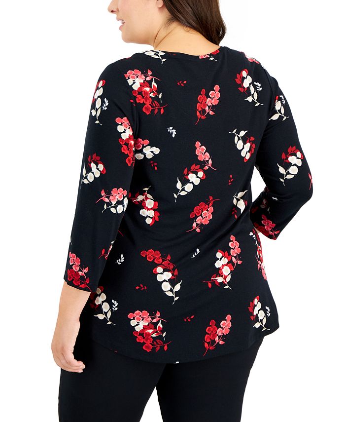 JM Collection Plus Size Printed Top, Created for Macy's & Reviews ...