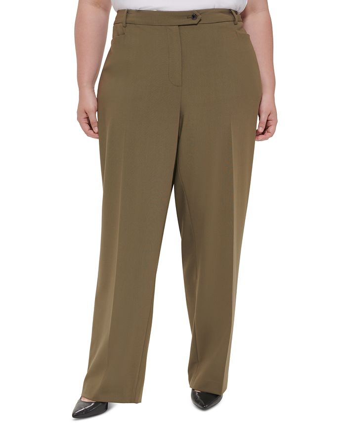 Calvin Klein Plus Size Lux Modern Fit Mid-Rise Pants - Macy's