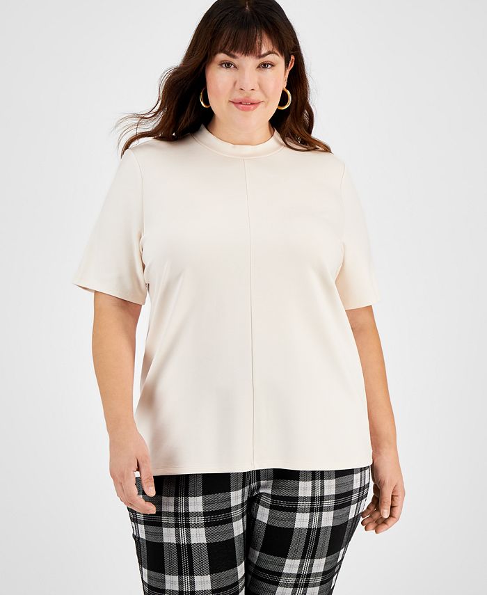 Bar III Plus Size Mock Neck Top, Created for Macy's - Macy's