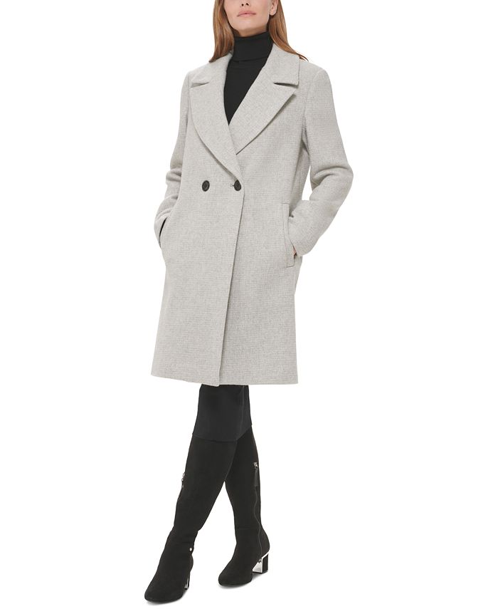 Calvin Klein Women's Double-Breasted Reefer Coat & Reviews - Coats ...