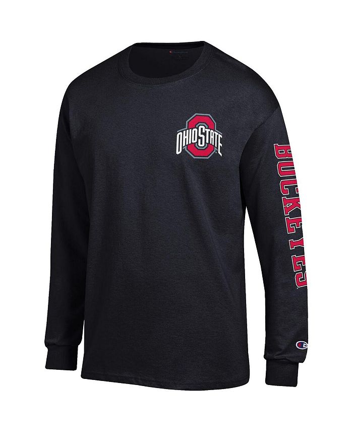 Champion Men's Black Ohio State Buckeyes Team Stack 3-Hit Long Sleeve T ...
