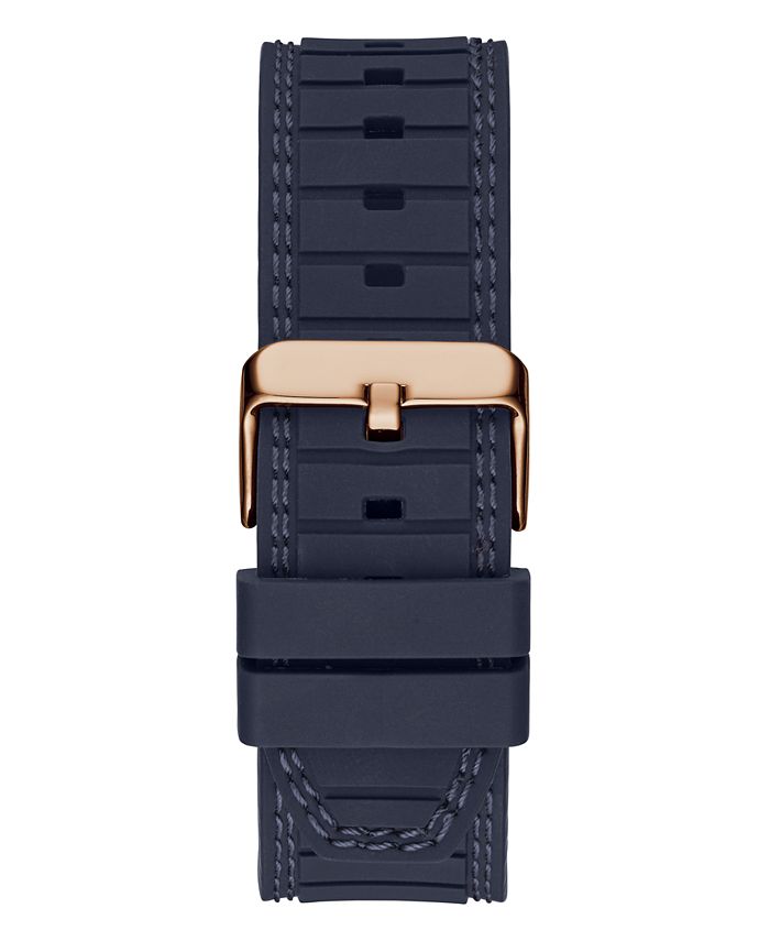 GUESS Men's Navy Silicone Strap, Multi-Function Watch, 44mm - Macy's