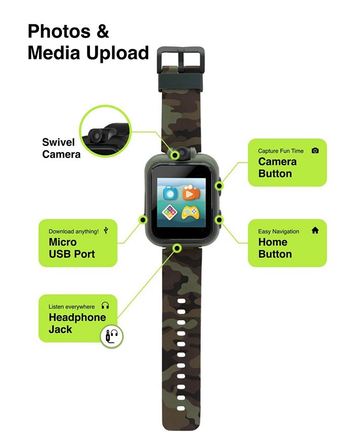 Playzoom Kid's Dark Green Camo Prints Silicone Strap Touchscreen Smart ...