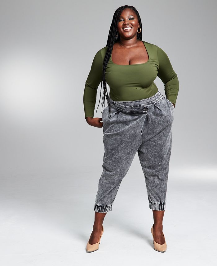 Bar III GooGoo Atkins Trendy Plus Size Square Neckline Long-Sleeve ...