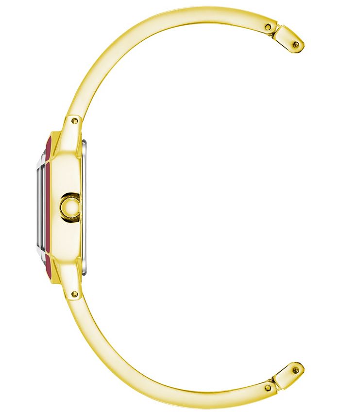 Anne Klein Women's Analog Gold-Tone Alloy with Burgundy Enamel Bangle ...