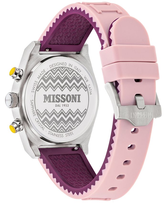 Missoni Women's Swiss Chronograph 331 Pink Silicone Strap Watch 38mm ...