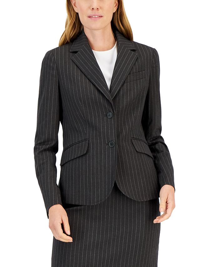 Anne Klein Women's Pinstripe Two-Button Jacket & Flare-Leg Pants ...