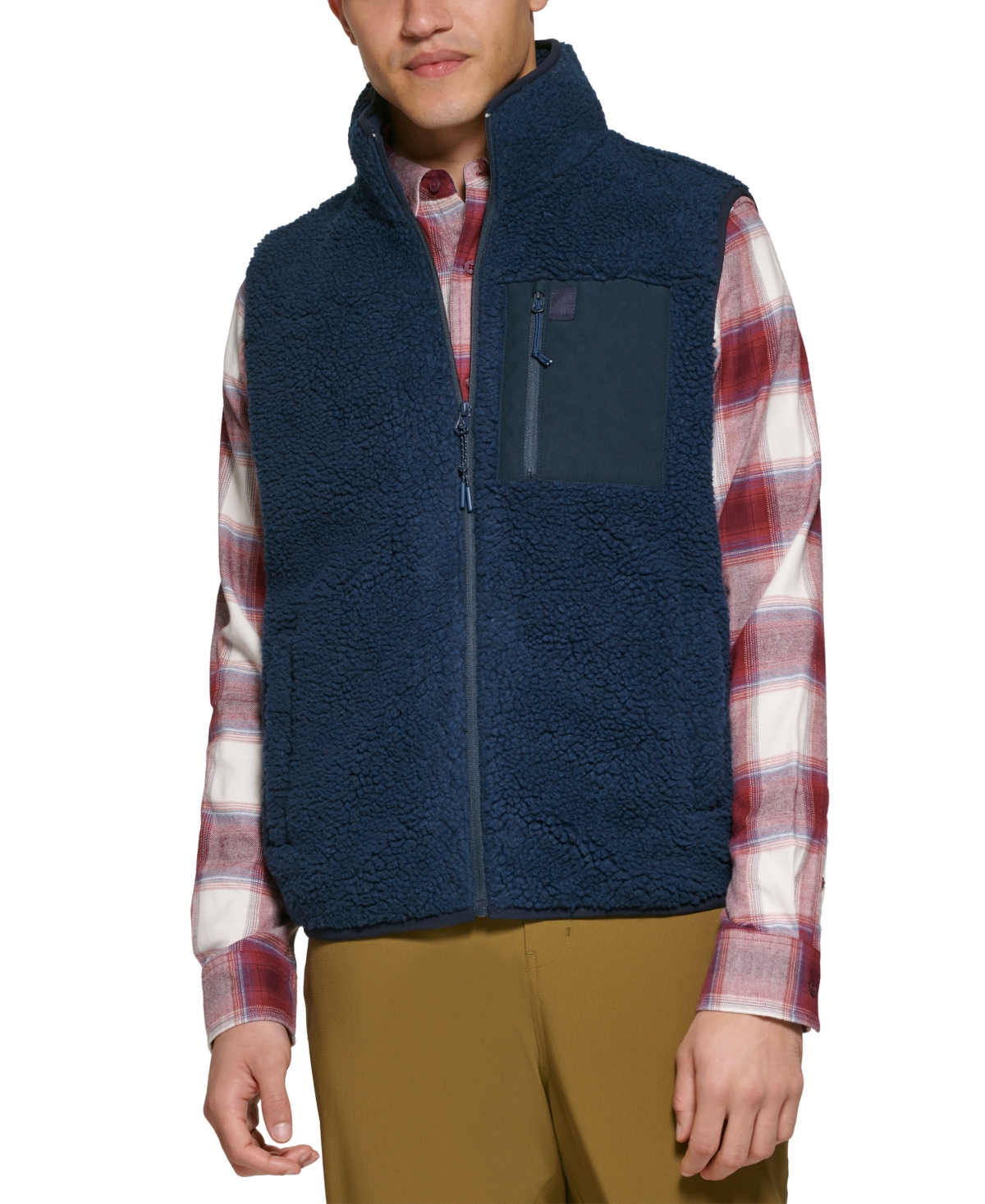 Bass Outdoor Mens Coastal Fleece Full-Zip Vest - Dress Blue