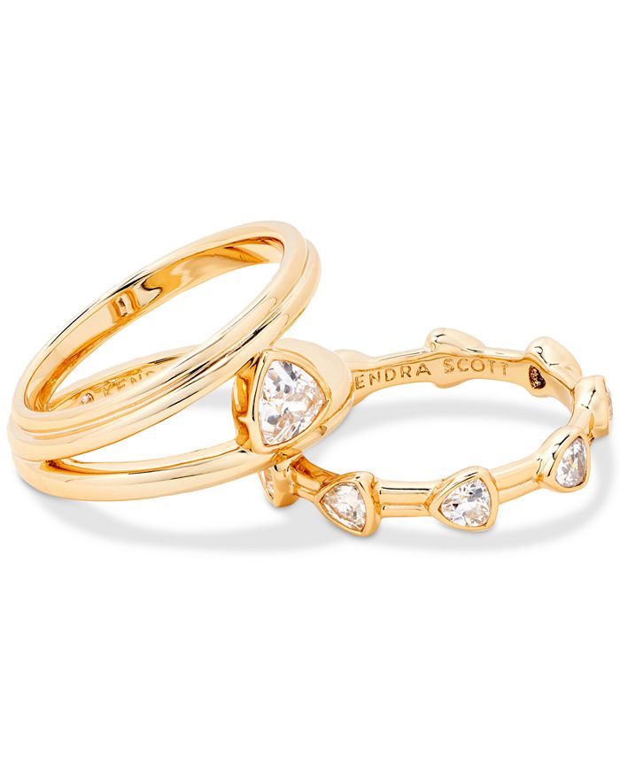 Kendra Scott Gold-Tone 2-Pc. Set Arden Crystal Rings - Macy's