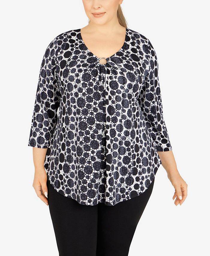 Ruby Rd. Plus Size Dots Puff Print Top - Macy's