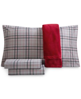 Jessica Sanders Holiday Microfiber 5-Pc. Full Sheet Set and Throw ...