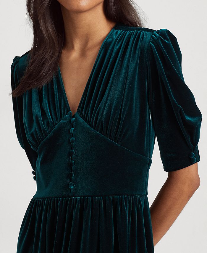 Lauren Ralph Lauren Womens Puffed Sleeve Velvet Dress And Reviews
