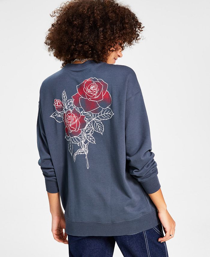 Rebellious One Juniors' Rose Graphic Sweatshirt - Macy's