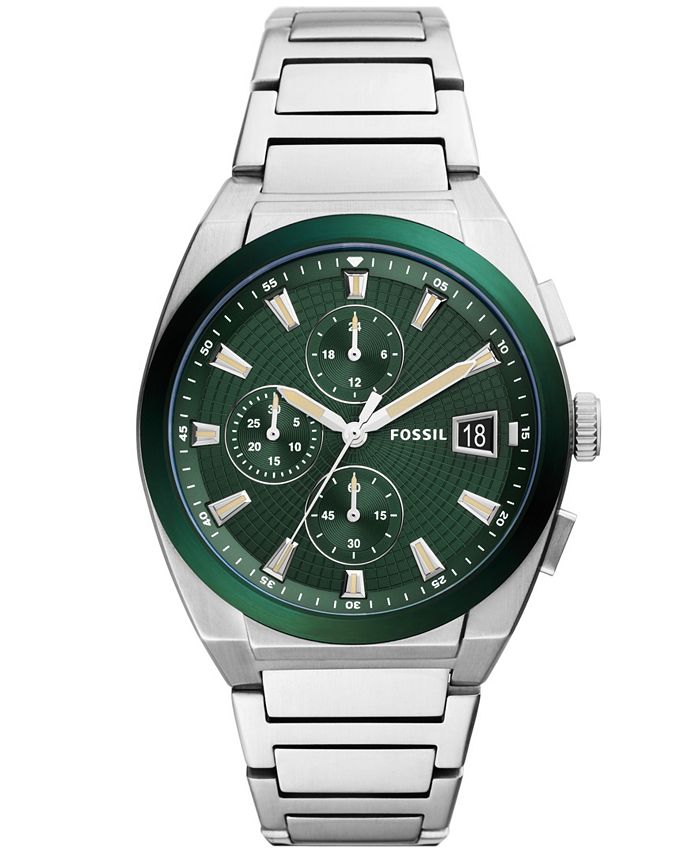Fossil Men's Everett Chronograph Silver-Tone Stainless Steel Bracelet ...