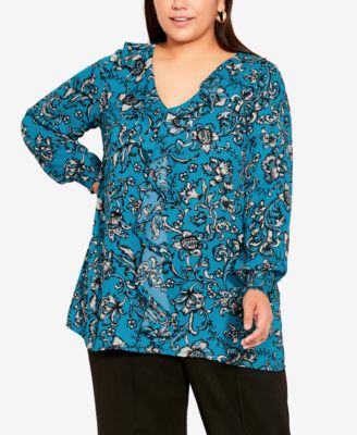 Avenue Plus Size Evangelista Print Top - Macy's