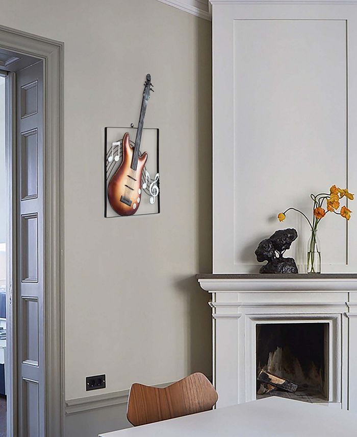 Vintiquewise Hanging Guitar Musical Note Wall Art Decor Sculpture - Macy's