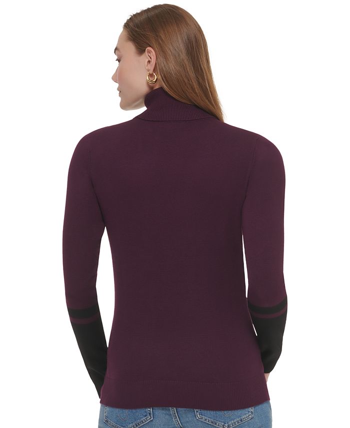 Calvin Klein Women's Colorblock Sleeve Turtleneck Sweater - Macy's